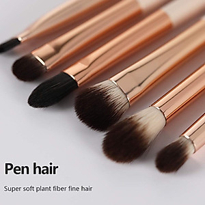 Eye Makeup Brush Set, 6 Pcs Professional Blending Eyeshadow Makeup Brushes for Concealer Eyebrows Eyeliner, Soft Hairs & Wood Handle
