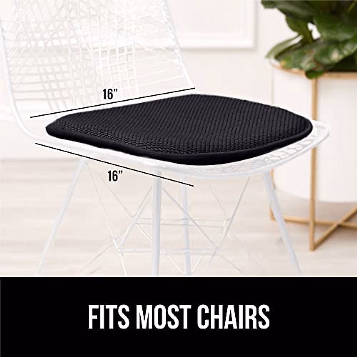 Gorilla Grip Memory Foam Chair Cushions, Comfortable Pads for Dining Room, Kitchen Table, Office Chairs, Stay in Place Backing, Comfortable Microfiber Seat Pad Cushion, Set of 4, 16x16, Black