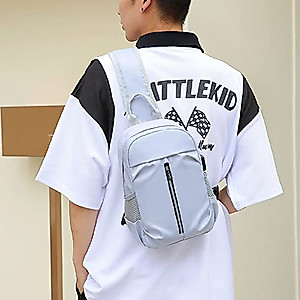 chinatera Small Crossbody Sling Bags for Men Chest Shoulder Bag Casual Backpack with Charger for Outdoor Travel (Grey)