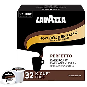 Lavazza Perfetto Single-Serve Coffee K-Cup® Pods for Keurig® Brewer, 32 Count, Full-bodied dark roast with bold, dark flavor and notes of caramel, 100% Arabica