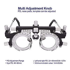 Tonsa Alloy Optometry Frame, Adjustable Trial Frame Optical Trial Lens Frame PD 48-80mm 360° Rotation Pure Titanium Optical Titanium Optic Trial Eye Optometry Lens Frame Test Optician