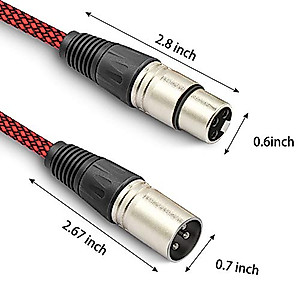 LoongGate Premium XLR Male to Female 3 Pin Plug Nylon Braided Shielded Professional Mic Audio Balanced Cable for Recording Applications,Mixers,Speaker Systems (2m/6ft)