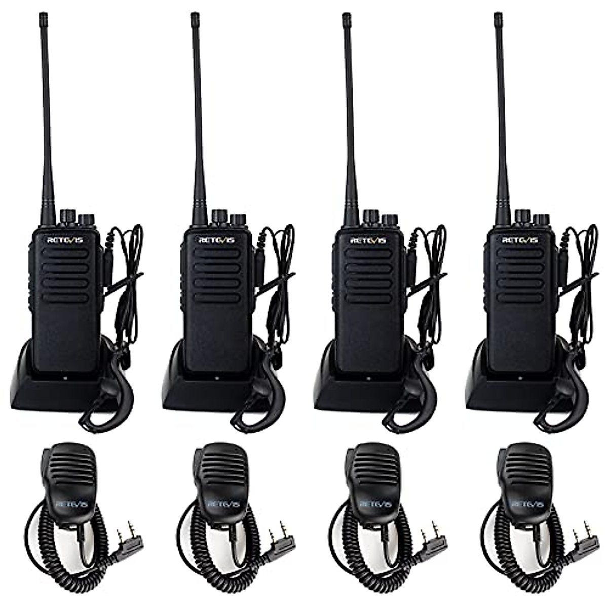 Retevis RT1 Handheld Radios Two Way Long Range,Strong Penetration 2 Way Radio with 3000mAh Rechargeable,VOX Adjustable Professional Walkie Talkies with Earpiece and Mic Set(4 Pack)