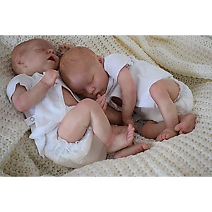 iCradle Reborn Baby Dolls Silicone Full Body 18 Inch Twins Newborn Baby Girls Alive Dolls Real Life Baby Dolls Cute Face with Outfit & Accessories for Age 3+