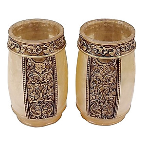 LUANT 5 Piece Bathroom Accessories Set, Collection Bath Set Features Soap Dispenser, Toothbrush Holder, Tumbler, & Soap (Golden