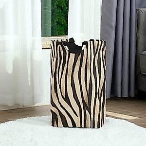 ALAZA Large Laundry Basket Vintage Zebra Print Animal Laundry Bag Hamper Collapsible Oxford Cloth Stylish Home Storage Bin with Handles, 22.7 Inch