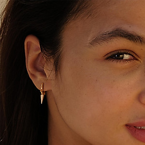 VACRONA Gold Spike Earrings Huggie Earrings for Women 14k Gold Plated Small Huggie Hoop Earrings Simple Lightweight Hoops Gift for Women