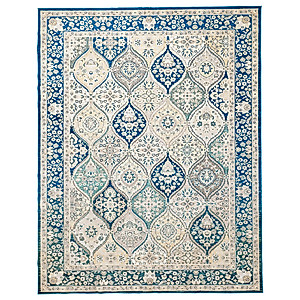 INGEROOM Area Rug 5x7 Machine Washable Area Rug Vintage Flodable Thin Large Area Rug with Non-Slip Backing for Living Room Bedroom, Bathroom, Kitchen 5x7 Area Rugs, Blue