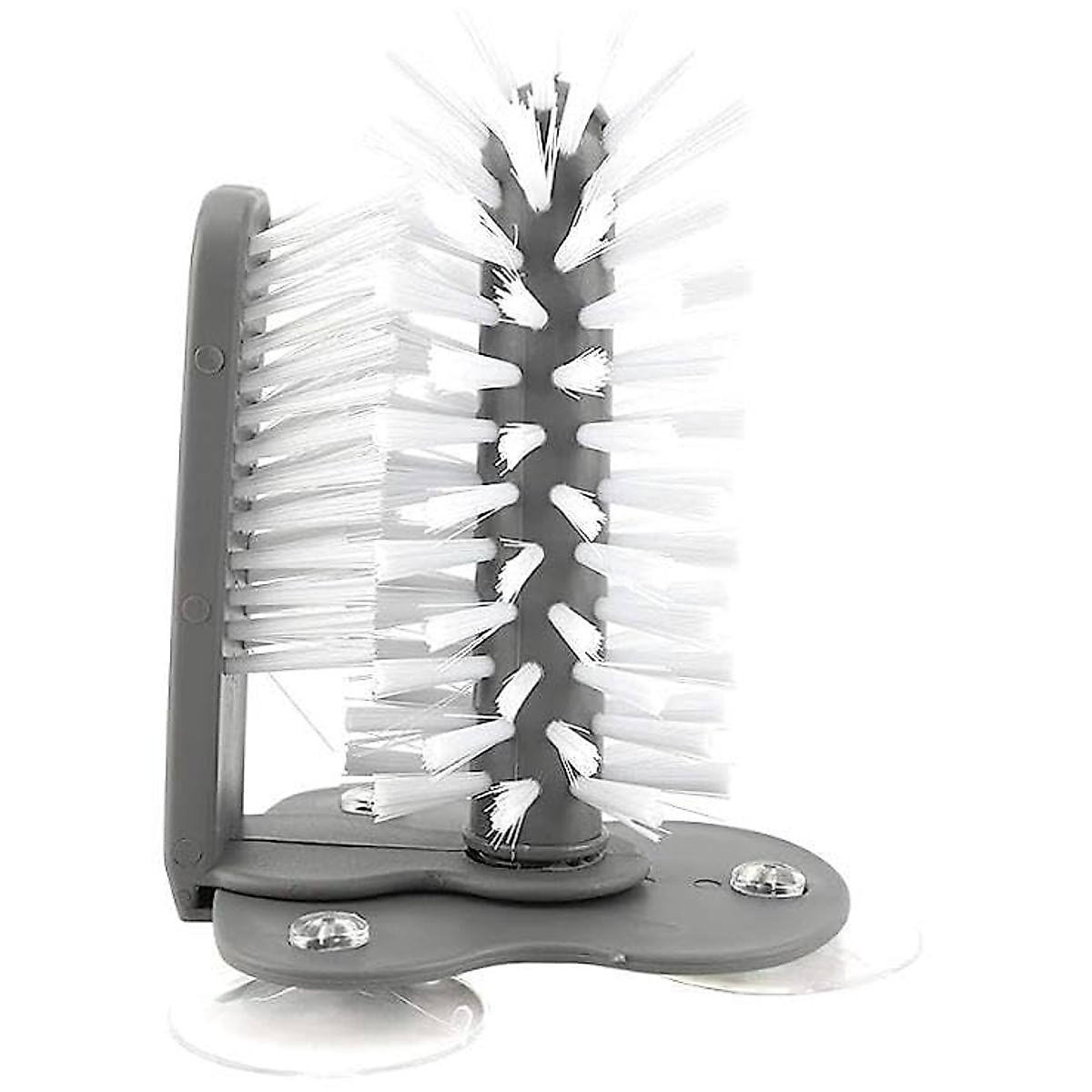 Efficient Glassware Cleaner with Double-Sided Brush & Suction Cup Base - Ideal for Mugs Cups Jugs Decanters & Bottles - Standing Brush Scrubber for Sparkling Clean Surfaces