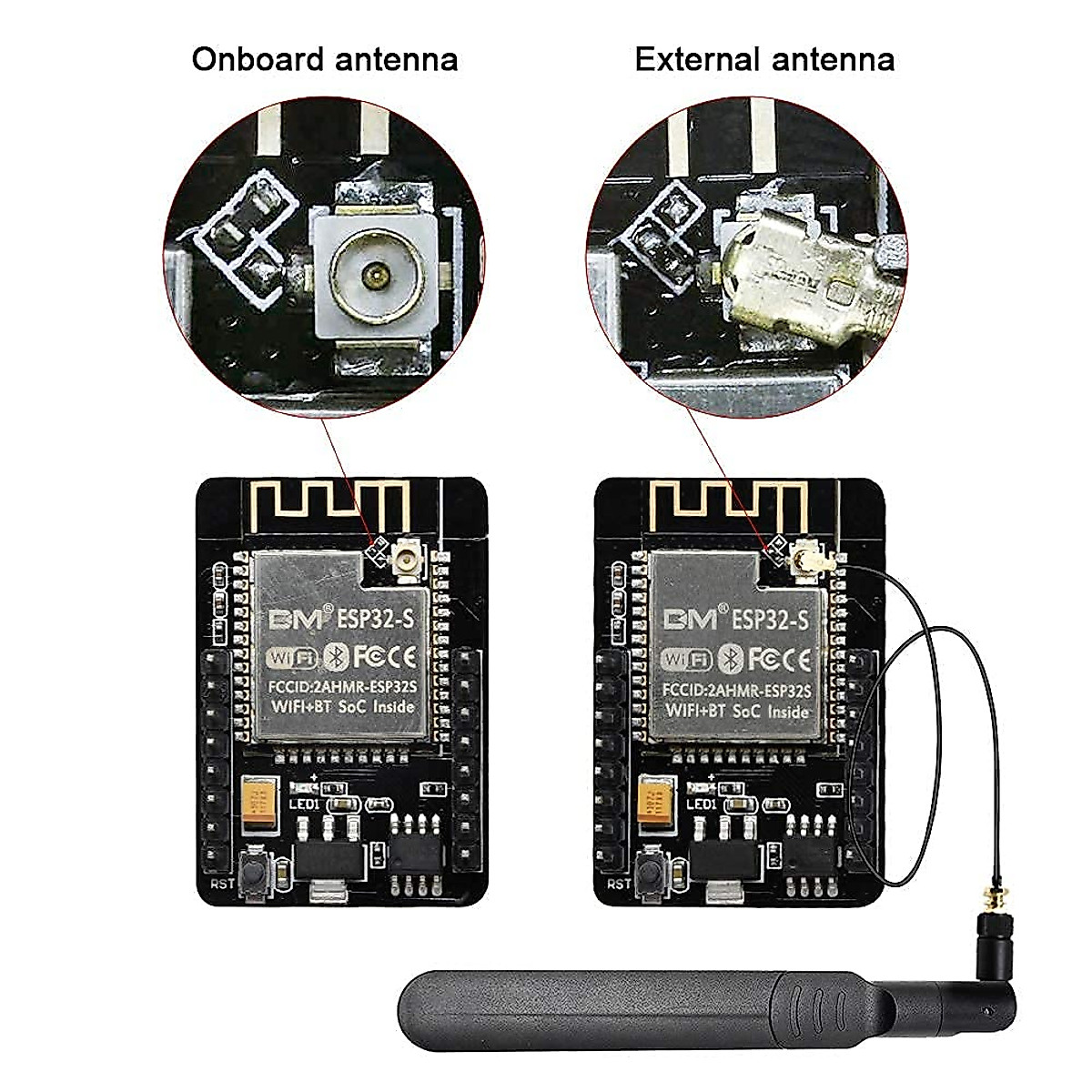 Aideepen ESP32 Cam W-BT Camera Module OV2640 2.0MP with 8DBI High Gain Dual-Band + 20cm IPEX to RP-SMA Cable