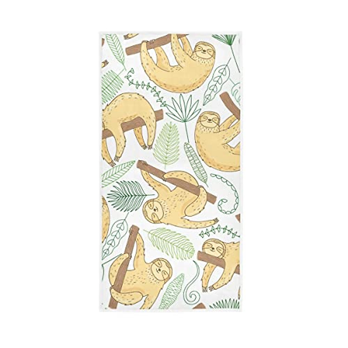 HUSSRITY Sloths with Jungle Leaves Towels Super Soft Hand Towel Highly Absorbent Washcloths Quick Dry Bath Towel 30x15 Inch Durable Lightweight