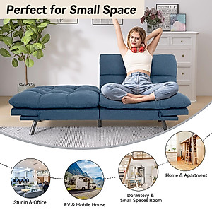 Hcore Bed, Memory Foam Sleeper Sofa,Futon Couch Sofabed, Blue