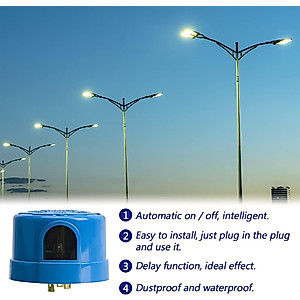 Generic RUIAN Twist Lock Photocell for Outdoor Light NK-CA/E10A Auto On Off Photo Sensor Switch Dusk to Dawn Light Control for LED Street/Barn Light Parking Lot Light Area Light, Blue