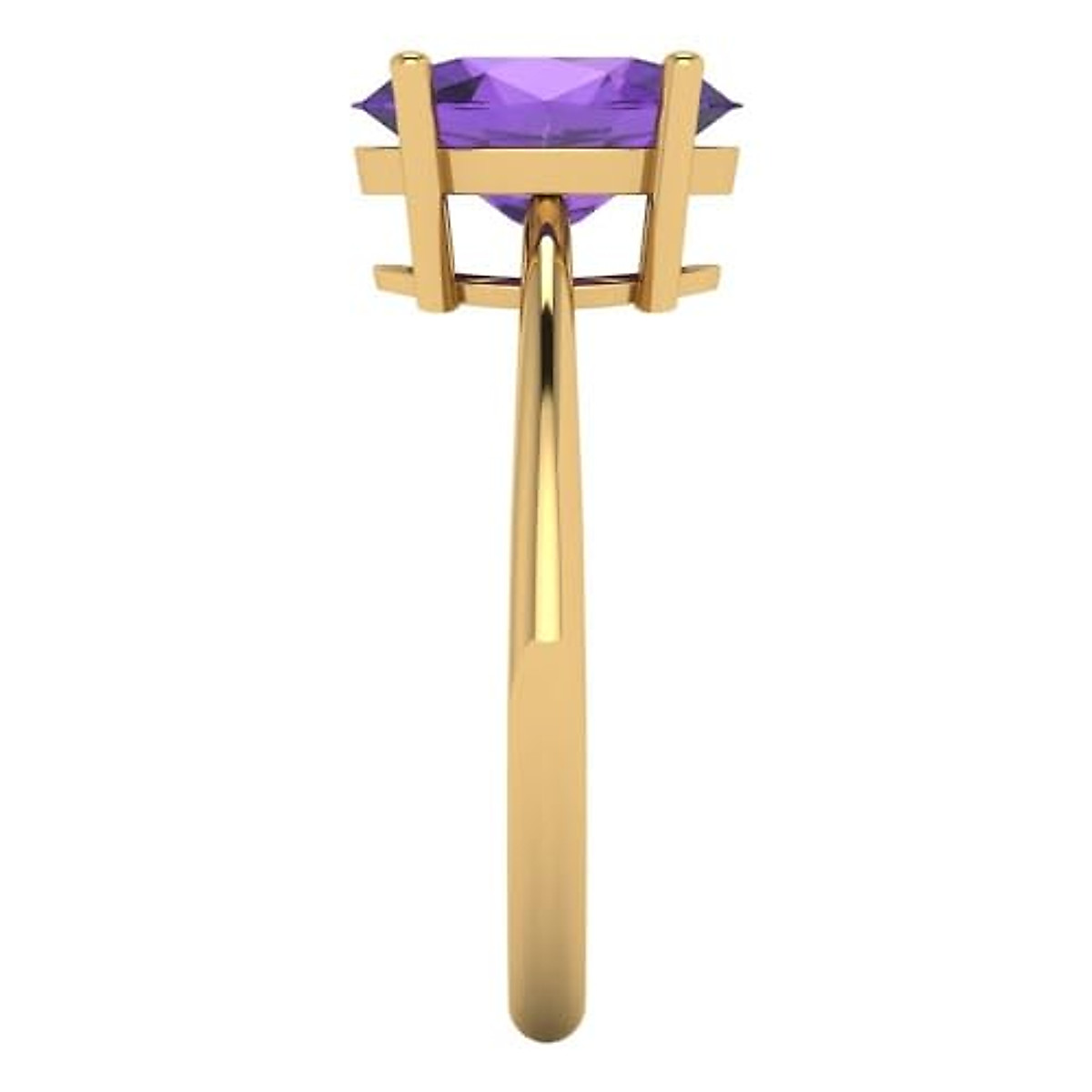 Clara Pucci 2.5ct Oval Cut Solitaire Natural Purple Amethyst Engagement Bridal Promise Anniversary Ring 18K Yellow Gold Size 3.75