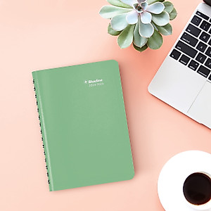 Blueline Essential Academic Daily/Monthly Planner, August 2023 to July 2024, Twin-Wire Binding, Soft Vicuana Cover, 8" x 5", Mint Green (CA201F.03-24)
