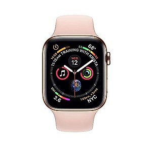 Apple Watch Series 4 (GPS + Cellular, 40MM) - Gold Stainless Steel Case with Pink Sand Sport Band (Renewed)