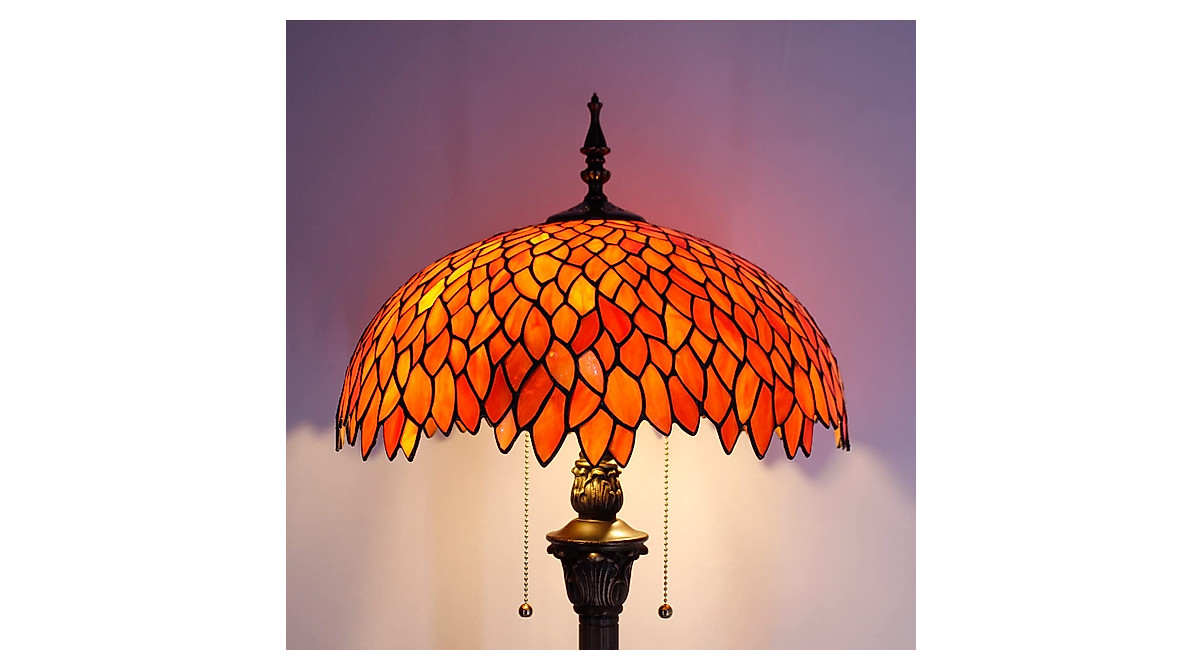 WERFACTORY Tiffany Floor Lamp Red Orange Wisteria Stained Glass ...