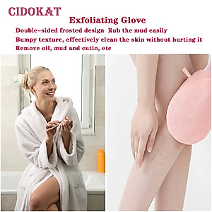 CIDOKAT Exfoliating Mitt For Body Scrub Exfoliator Glove Revive Glow Keesa Exfoliating Glove Exfoliate Bath Korean Deep Exfoliating Gloves For Shower Dead Skin Remover Scrubber Exfoliation 2Pcs Black