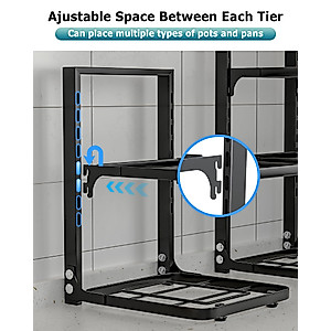 MIDYOO 2+3 Tier Adjustable Height Under Sink Organizers,Kitchen Storage Cabinet - Pots and Pans Organizer under Cabinet - Pots, Pans, and Lid Storage,Maximize Cabinet Space