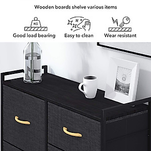 ROMOON Fabric Dresser for Bedroom, Chest of Drawers with Removable Fabric Bins, Organizer and Storage Drawers for Closet, Living Room, Entrance, Nursery (Dark Grey)