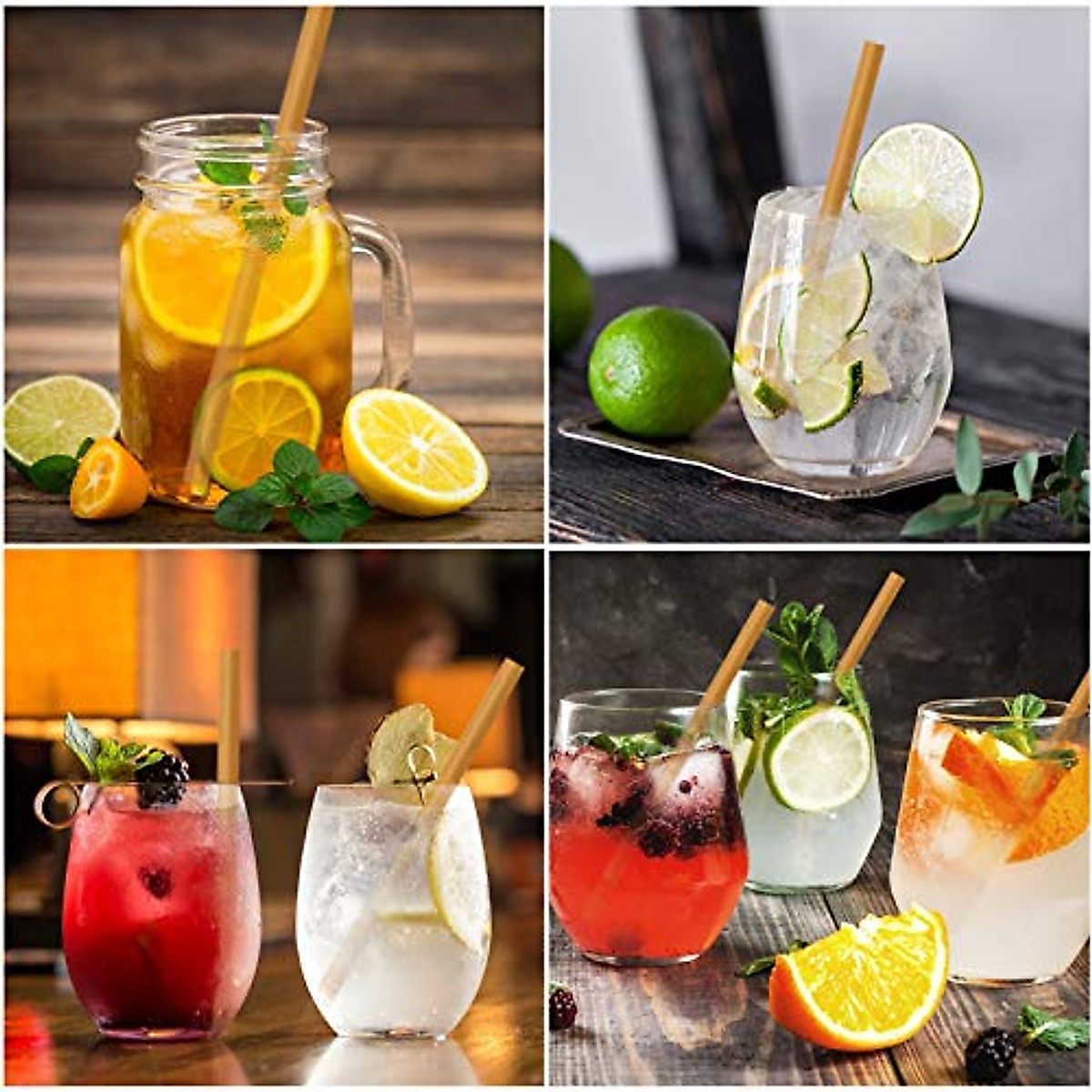 100pcs Sugarcane Straws 8 Inch Sturdy Biodegradable Drinking Straws Plastic Free Eco-Friendly Compostable Smoothie Straws for Home Restaurant Beach Parties Not Foggy