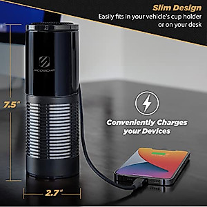 Scosche AFP2-SP FrescheAIR Portable HEPA Air Purifier/Deodorizer for Allergies, Pet Dander and Odors, Personal Air Freshener for Travel and Home, Black