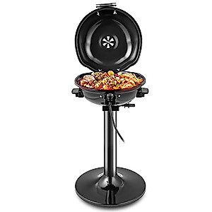 HAPPYGRILL 1600W Outdoor Electric Grill BBQ Grill for 15-Serving, Electric Barbecue Grill for Indoor & Outdoor Use, Portable Stand BBQ Grill for Patio Balcony Kitchen Garden