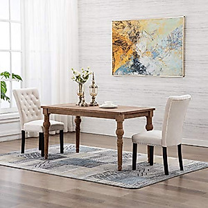 Pekko Home Parsons Upholstered Accent Dining Chairs,Wingback Tufted Cream Velvet Chairs with Solid Wood Legs Set of 2 (Cream)