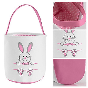 3 Pack Easter Bunny Basket Egg Bags for Kids,Easter Burlap Tote Egg Bags Gift Baskets,Easter Egg Hunt Basket with Handle,Canvas Fluffy Tails Rabbit Bags Buckets for Kids Easter Party Decoration