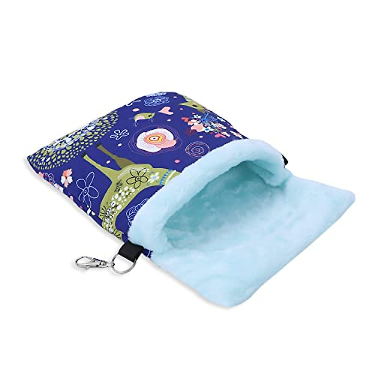 Wontee Small Pet Sleeping Pouch Sleep Bag Warm Bed Hideout for Hamsters Hedgehogs Sugar Gliders Squirrels (L, Blue Elk)