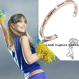 FEELMEM Cheerleader Bracelet Lead Inspire Coach Cuff Bangle Bracelet,Cheer Jewelry(RG)