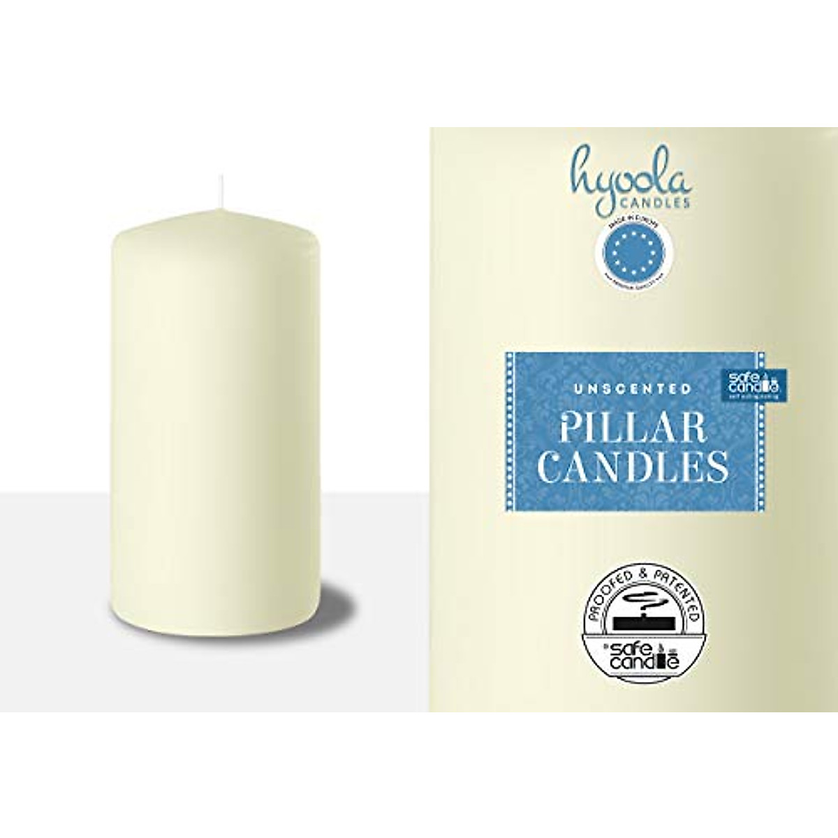 HYOOLA Ivory Pillar Candles 2-inch x 4-inch - 24 Pack Unscented Bulk Pillar Candles - European Made