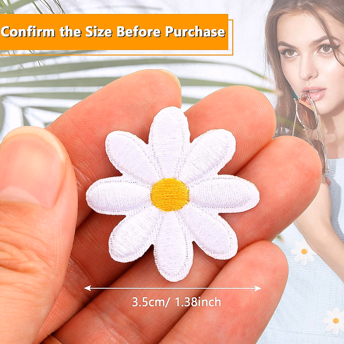 20 Pieces Daisy Flower Patch Clothing Iron On Patches Appliques Delicate Embroidered for DIY Decoration T-Shirt Backpack Hoodies Shoes Bags 1.38 Inch