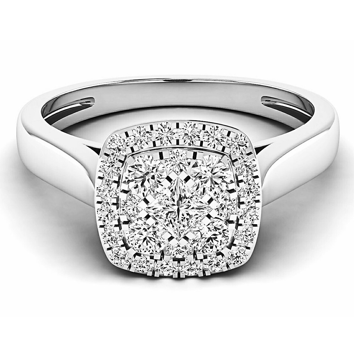 Dazzlingrock Collection 0.50 Carat (ctw) 14K White Diamond Ladies Cluster Engagement Ring 1/2 CT, White Gold, Size 6