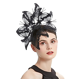 Coucoland Butterfly Fascinator Hat Derby Fascinators Boho Style Headband Butterfly Headpiece