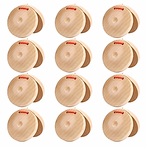 Licogel Wooden Castanet Percussion Instrument - 12PCS Hand Finger Castanets Party Favors Spanish Wood Castanets Classroom DIY Rhythm Music Musical Instrument for Kids Children Adults