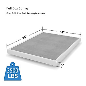 THEOCORATE Full Box Spring and Cover Set, 5 Inch Low Profile Metal BoxSpring, Heavy Duty Structure with Easy Clean Cover, Mattress Foundation, Noise Free, Non-Slip, Easy Assembly