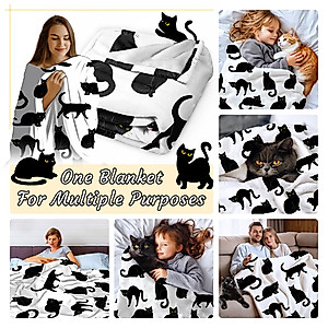Black Cats Blanket Throw Super Soft and Cozy Blankets for Home Decoration, Couch, Bed, Sofa 50"x40" Small for Kids for All Seasons