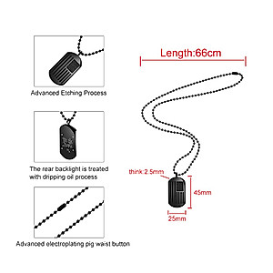Edforce Stainless Steel American Flag We the People Dog Tag Pendant with 26" Ball Chain Necklace (Black America)