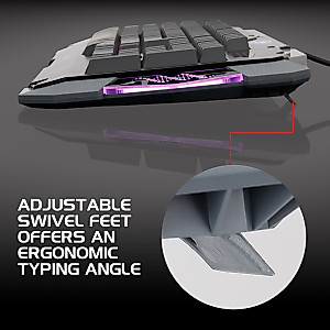 Enhance GX-K2 Gaming Keyboard with 104 Hybrid Mechanical Feel Keys, LED Backlit, & Braided Cable - 3 Color Selection, Multimedia Shortcuts, & Plug & Play USB Connection - PATHOGEN Series