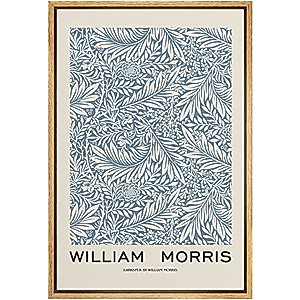 IDEA4WALL Framed Canvas Print Wall Art Larkspur Floral Flower Pattern by William Morris Historic Cultural Illustrations Fine Art Colorful Retro for Living Room, Bedroom, Office - 24"x36" Natural