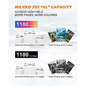 252 XL 252XL Ink Cartridges Remanufactured Replacement for Epson 252XL Ink Cartridges Combo Pack, T252 Ink Cartridges for Epson Printer WF-3640 WF-7720 WF-3620 WF-7710 WF-7620 WF-7610 WF-7210(4 Pack)