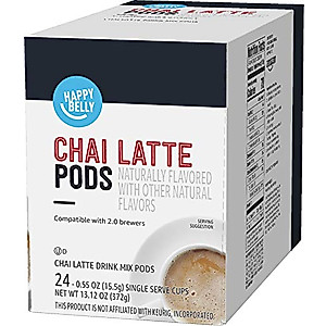 Amazon Brand - Happy Belly Tea Pods Compatible with 2.0 K-Cup Brewers, Chai Latte, 24 Count, Pack of 1 (Previously Solimo)
