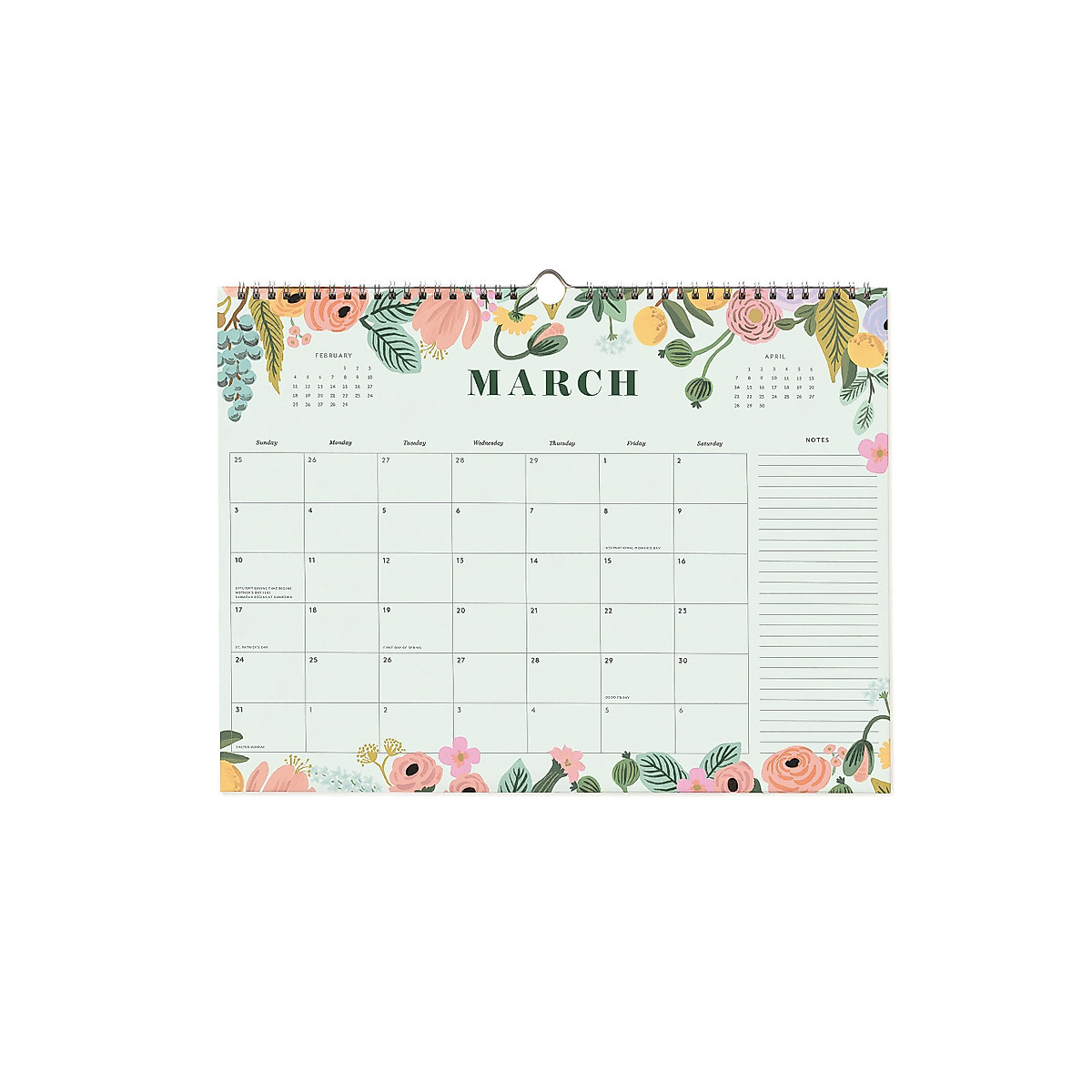 RIFLE PAPER CO. 2024 Appointment Calendar | 12 Month Dated Calendar, Space for Daily Engagement and Monthly Notes, Double Spiral with Center Notch for Easy Hanging (12" L x 16" W), Blossom