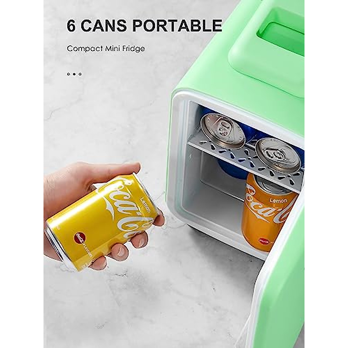 Reemix Mini Fridge, 3.7 Liter/6 Can Portable Cooler and Warmer Personal Refrigerator for Skin Care, Cosmetics, Beverage, Food,Great for Bedroom, Office, Car, Freon-Free (Green)