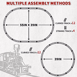 Kukufun Electric Train Set for Kids, Classic Christmas Train Toys Set for Boys Girls Steam Locomotive Engine, Lights & Sound, Tracks, Birthday Toy for Age 3 4 5 6 7 8 9 Years Old Kids