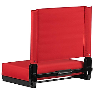 Flash Furniture Grandstand Portable Stadium Seat for Bleachers or Benches, Folding Padded Stadium Chair with Carrying Handle, 500 lb. Weight Capacity, Red