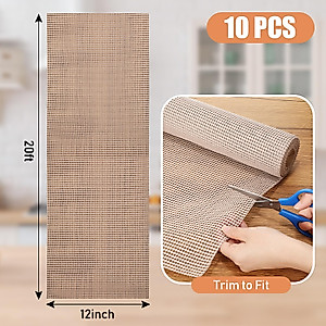 Frienda 10 Pcs Shelf Liner Kitchen Cabinet Liners 12 in x 20 ft Non Adhesive Cabinet Liners for Kitchen Shelves Cabinets Cupboards Bathroom Organization Drawers, Taupe