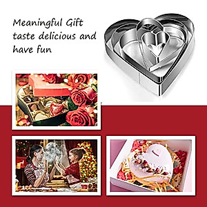 5 Pieces Heart Shape Cookie Cutter Set Valentine Cookie Cutter Stainless Steel Heart Cutter Valentine's Day Present for Sandwiches, Cookie, Biscuit