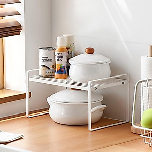 Domiella Pantry Organization Storage Cupboard Shelving Organizer,Under Sink Racks Cabinet Shelf,Kitchen Bathroom Sink Counter Organization Stand (White,2)